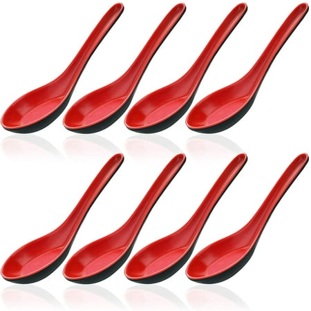 8 Pack Plastic Rice Spoons, findTop Chinese Won Ton Soup Spoon, Asian ...