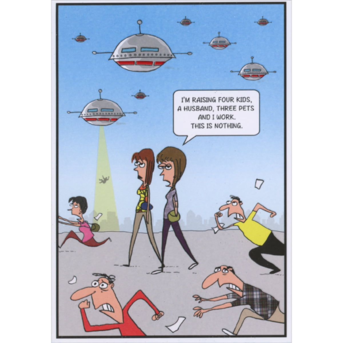 Designer Greetings This is Nothing: Two Women Calmly Walking During ...