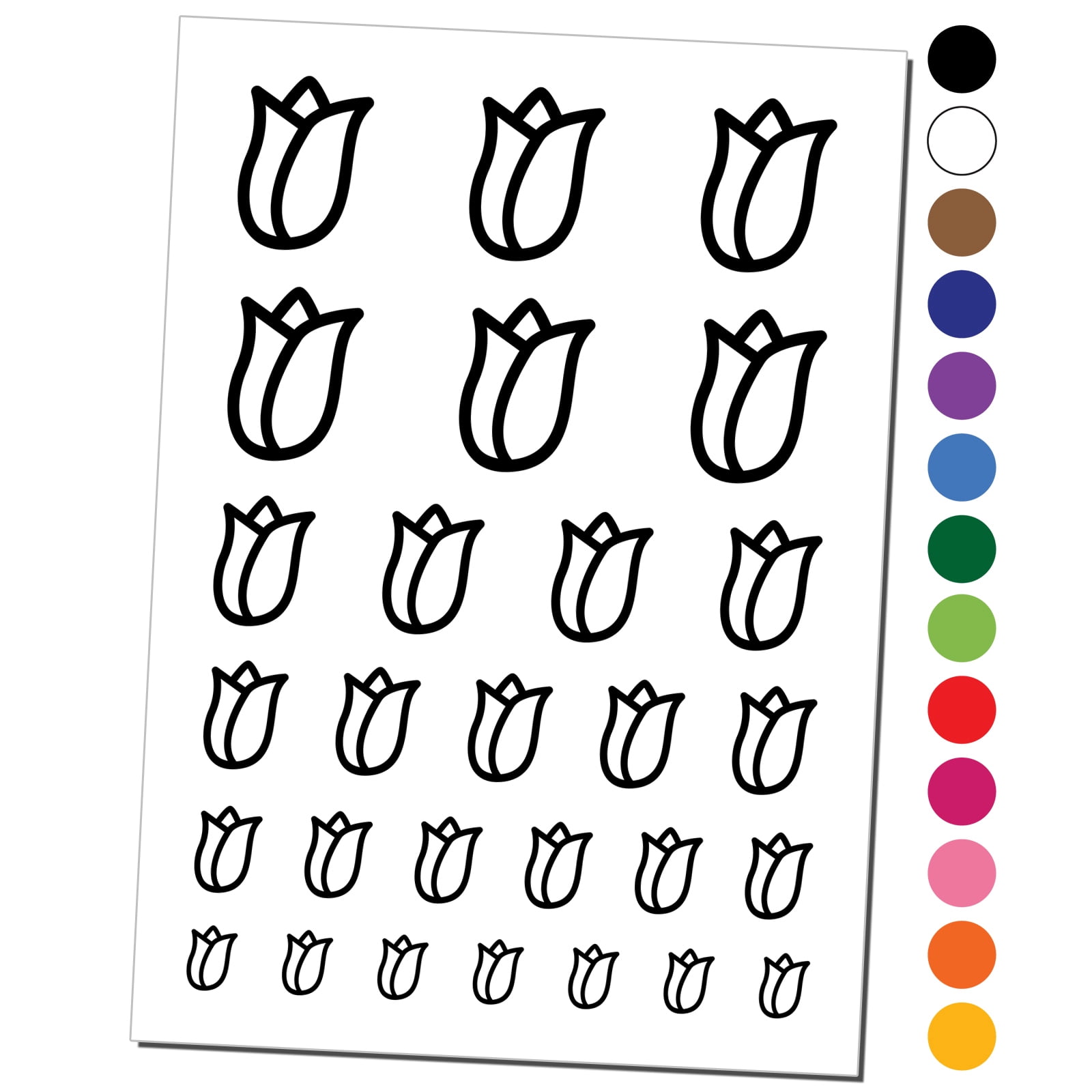 Flower Bud Outline Water Resistant Temporary Tattoo Set Fake Body Art ...