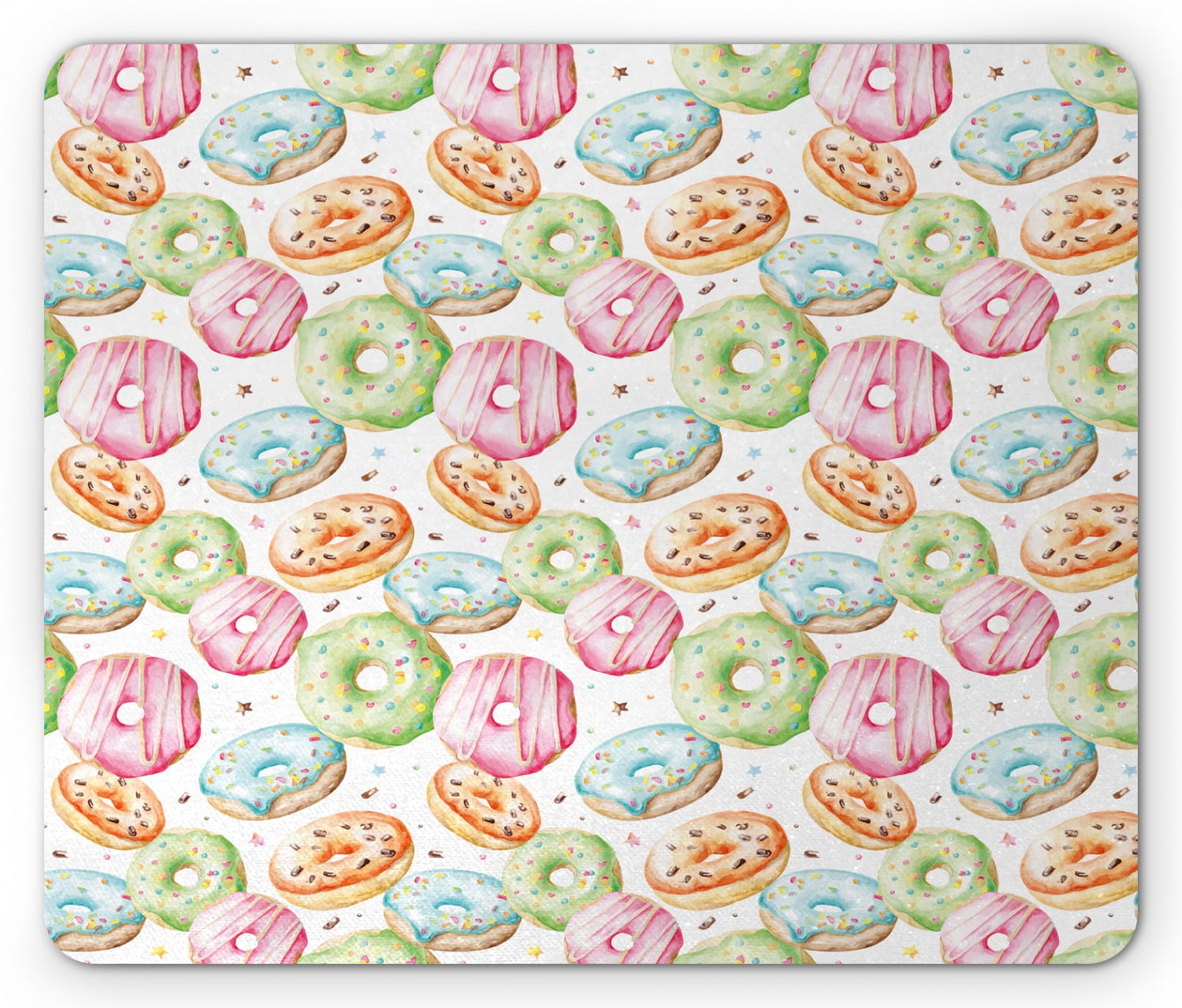 Colorful Mouse Pad, Delicious Watercolor Pattern with Doughnuts Hand ...