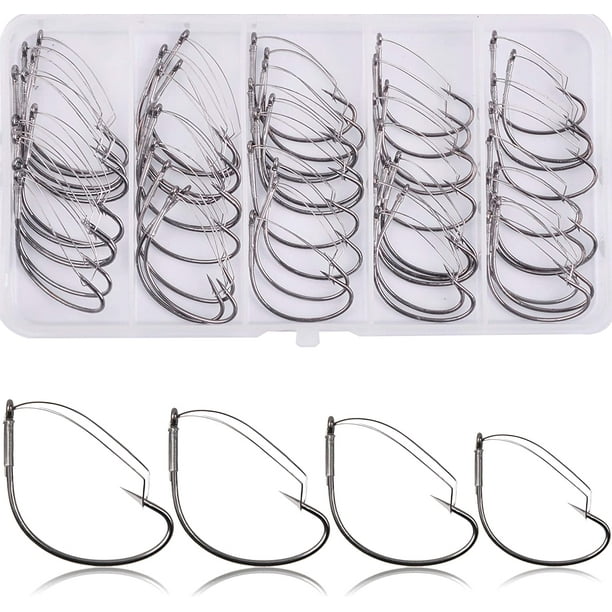 Wacky Weedless Fishing Hooks - 50pcs/Box Wacky Worm Hook with Weed ...