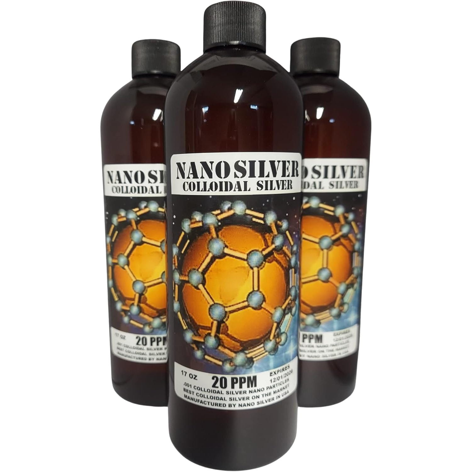 Nano Silver- Four 17 Oz Colloidal Silver Bottles - Liquid 68 Oz 20 Ppm ...