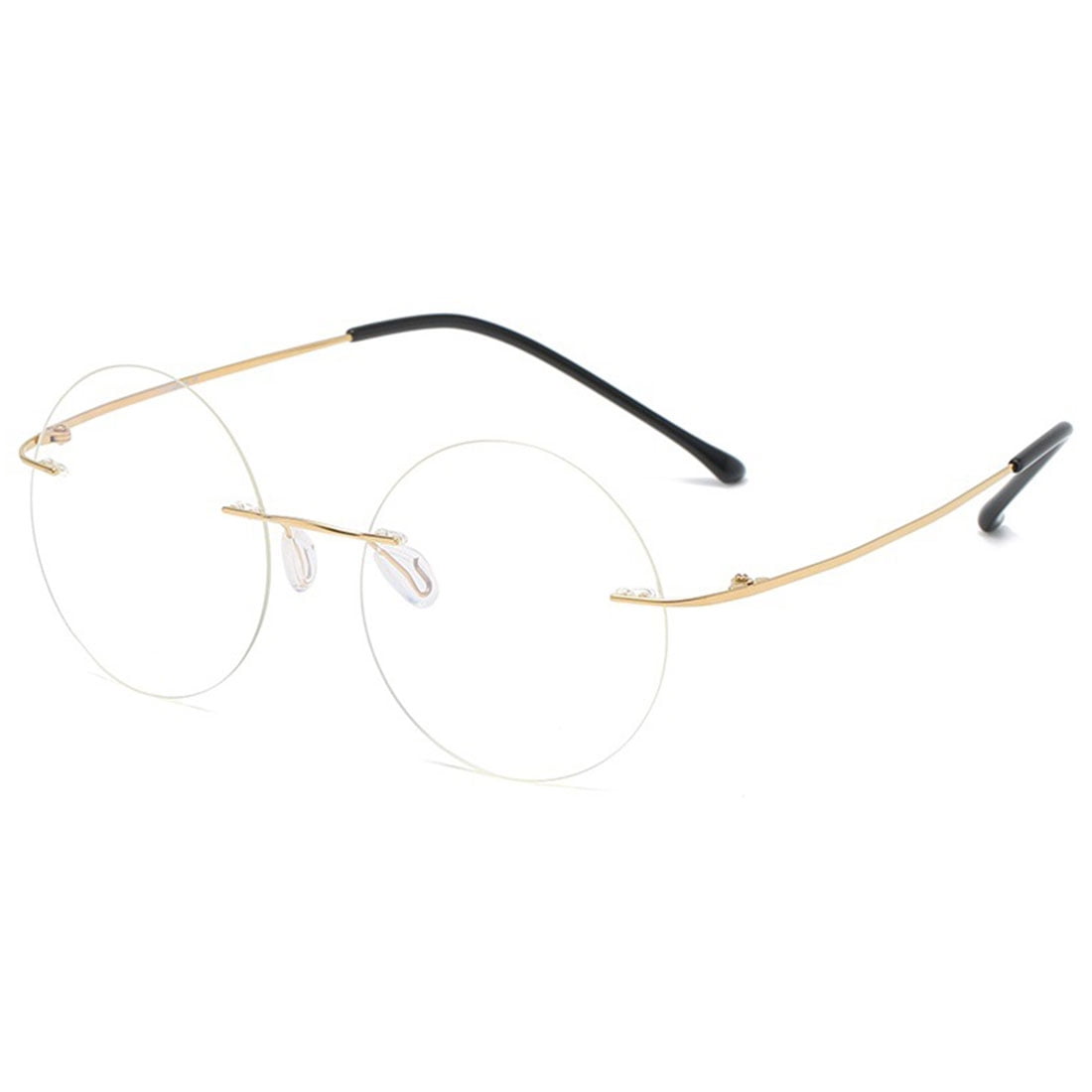 KOOSUFA Titanium Rimless Round Reading Glasses +2.0 Blue Light Blocking ...