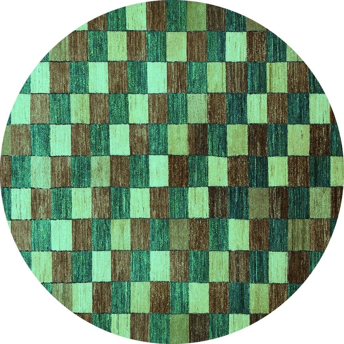 Ahgly Company Indoor Round Checkered Turquoise Blue Modern Area Rugs, 8 ...