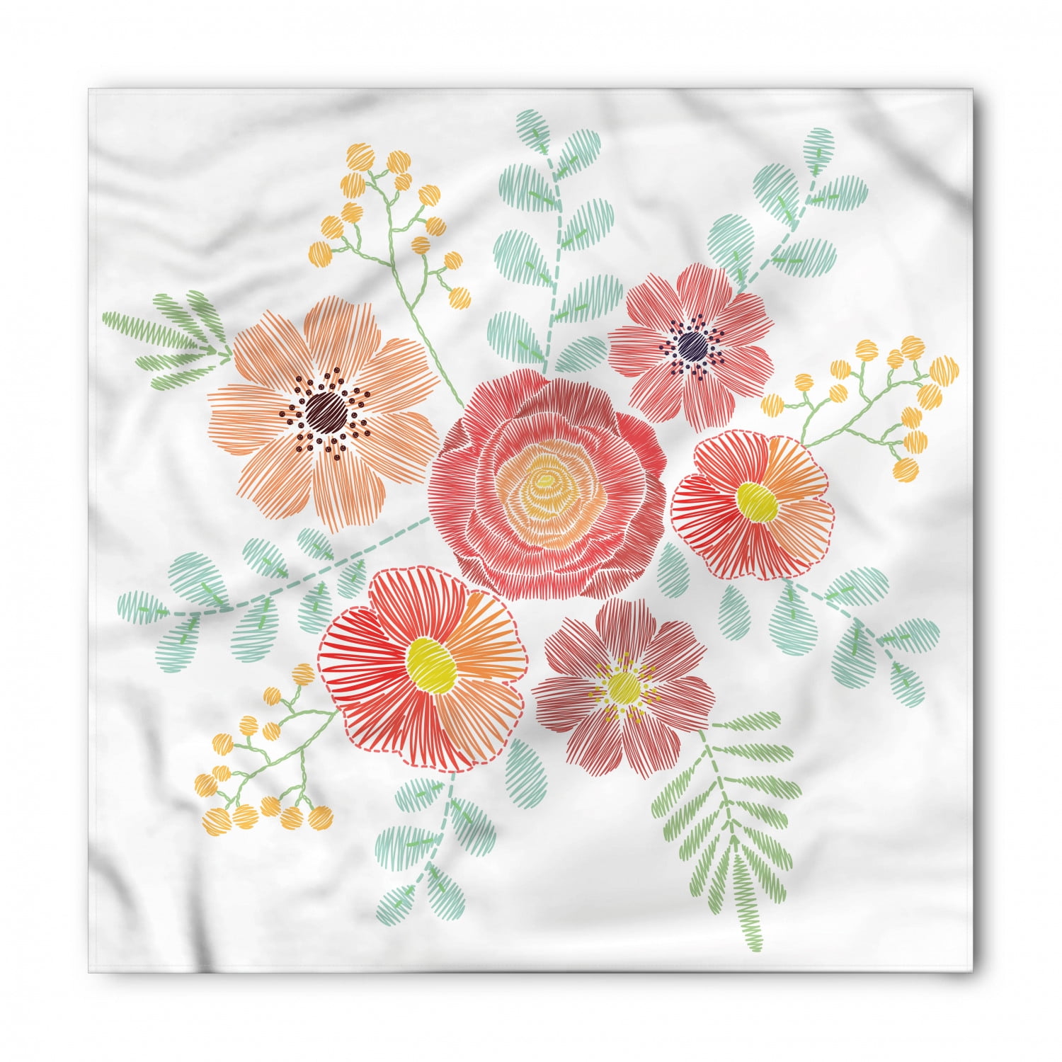 Floral Bandana, Pastel Folkloric Flowers, Unisex Head and Neck Tie, by ...