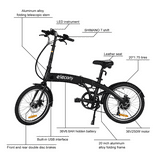 20" Electric Folding Adult Bike 250W 6.6AH Dual Disc Brakes 6 Speeds ...