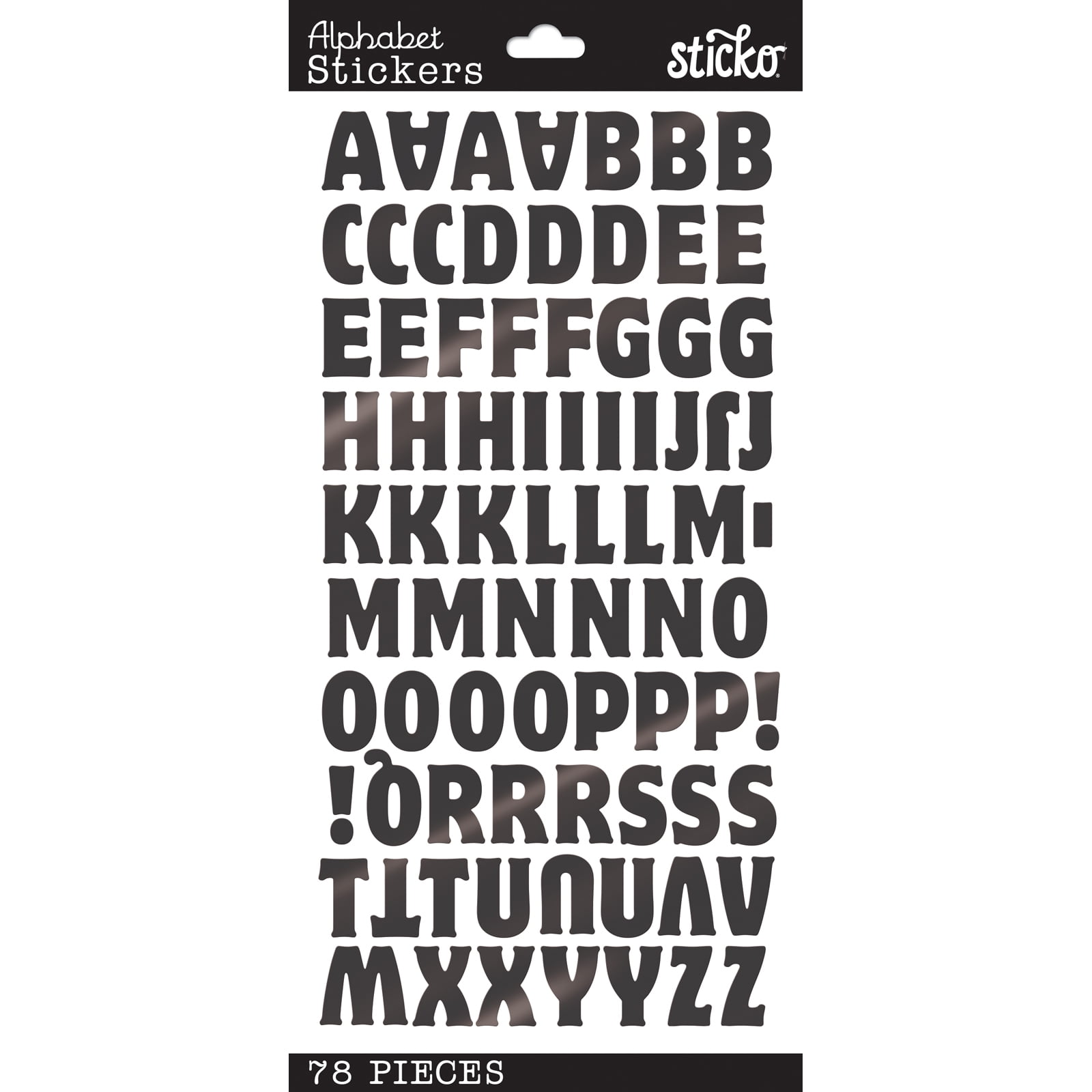 Sticko Solid Alphabet Vinyl Stickers Black Motter Alpha, 78 Piece ...