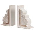 SOFE 1 Pair Farmhouse Rustic Distressed Finish Wood Bookends, White, 3. ...