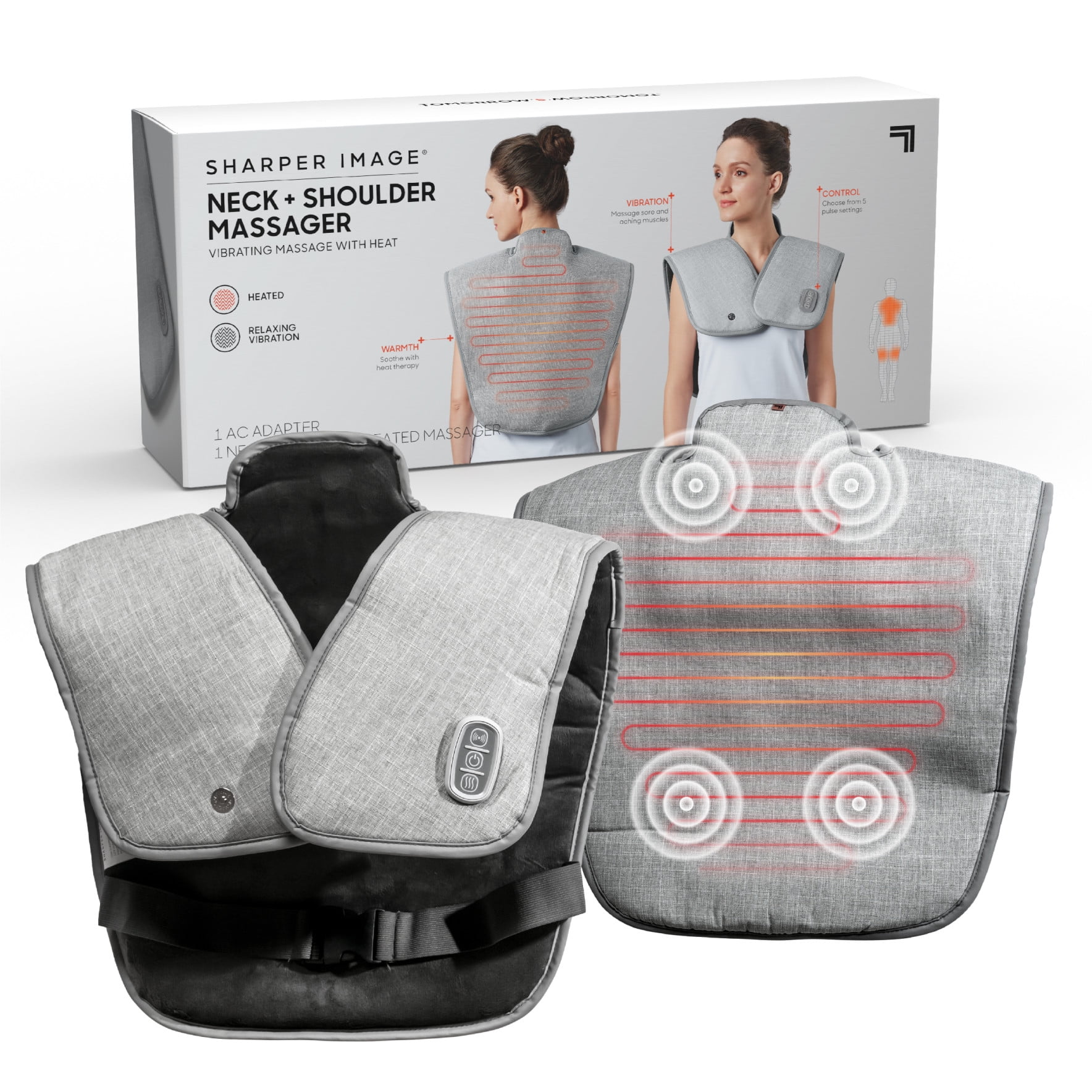 Sharper Image Heated Neck and Shoulder Massager for Pain Relief ...