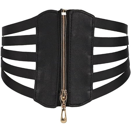 Zipper Corset Elastic Waist Belts Womens Vintage Hollow Cinch Waistband ...