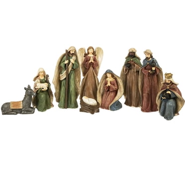 Natural German Carved Wood Christmas Nativity Scene Set of 11 Pieces ...