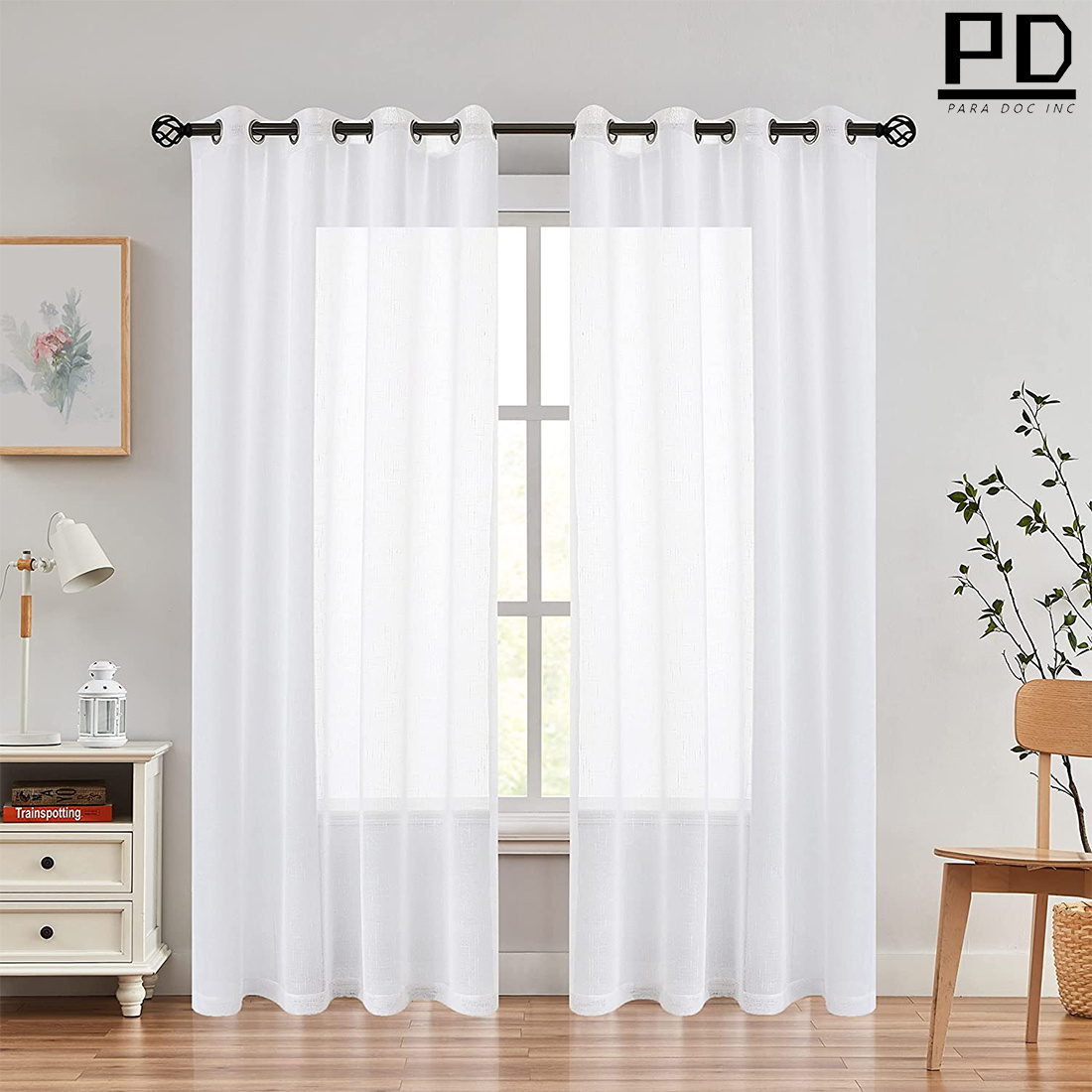 Linen Sheer Window Curtain Panel Pairs - Walmart.com