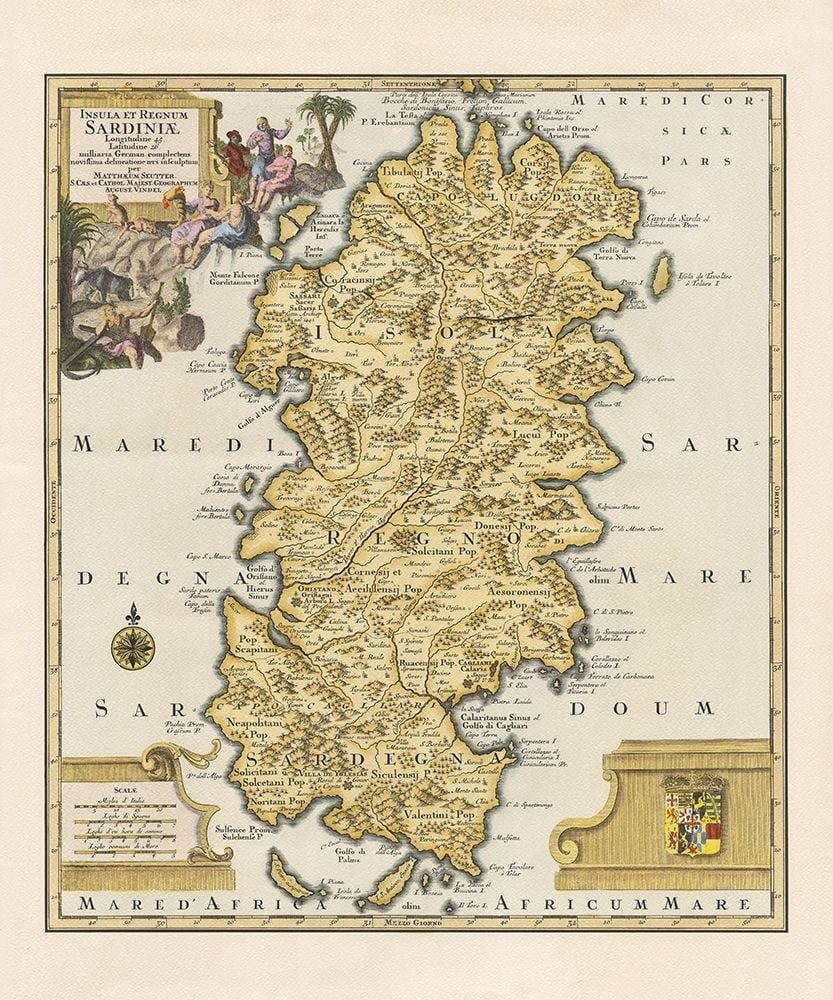 Ancient map Sardinia Island Poster Print by anonymous - Walmart.com ...