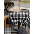 Black White Retro Plaid Square Outdoor Tablecloth with Umbrella Hole ...