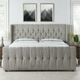 David Tufted Wingback King Bed, Dark Charcoal Grey - Walmart.com