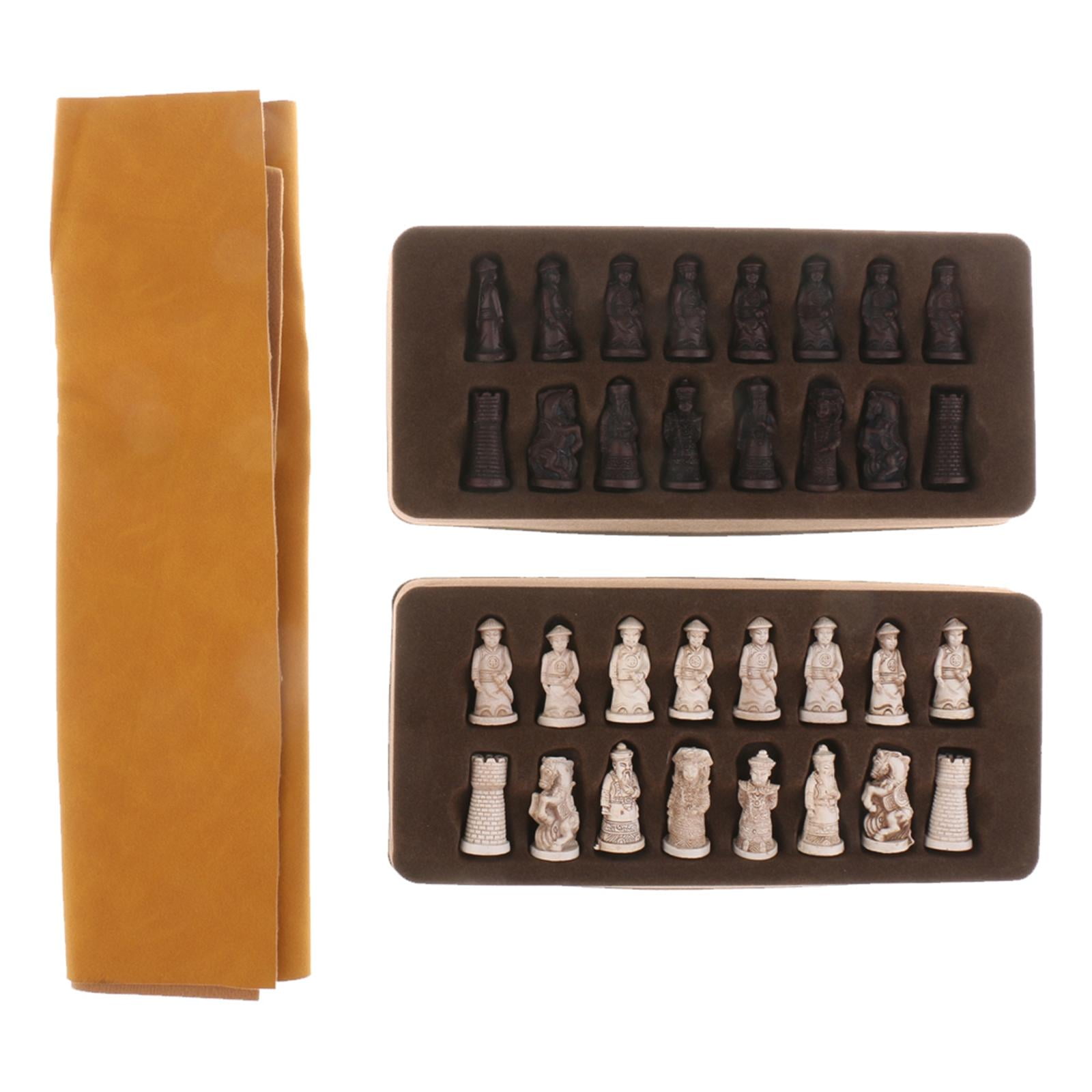 Classic Family Chess Board Game 3D Resin Chess Pieces and Storage Slots ...