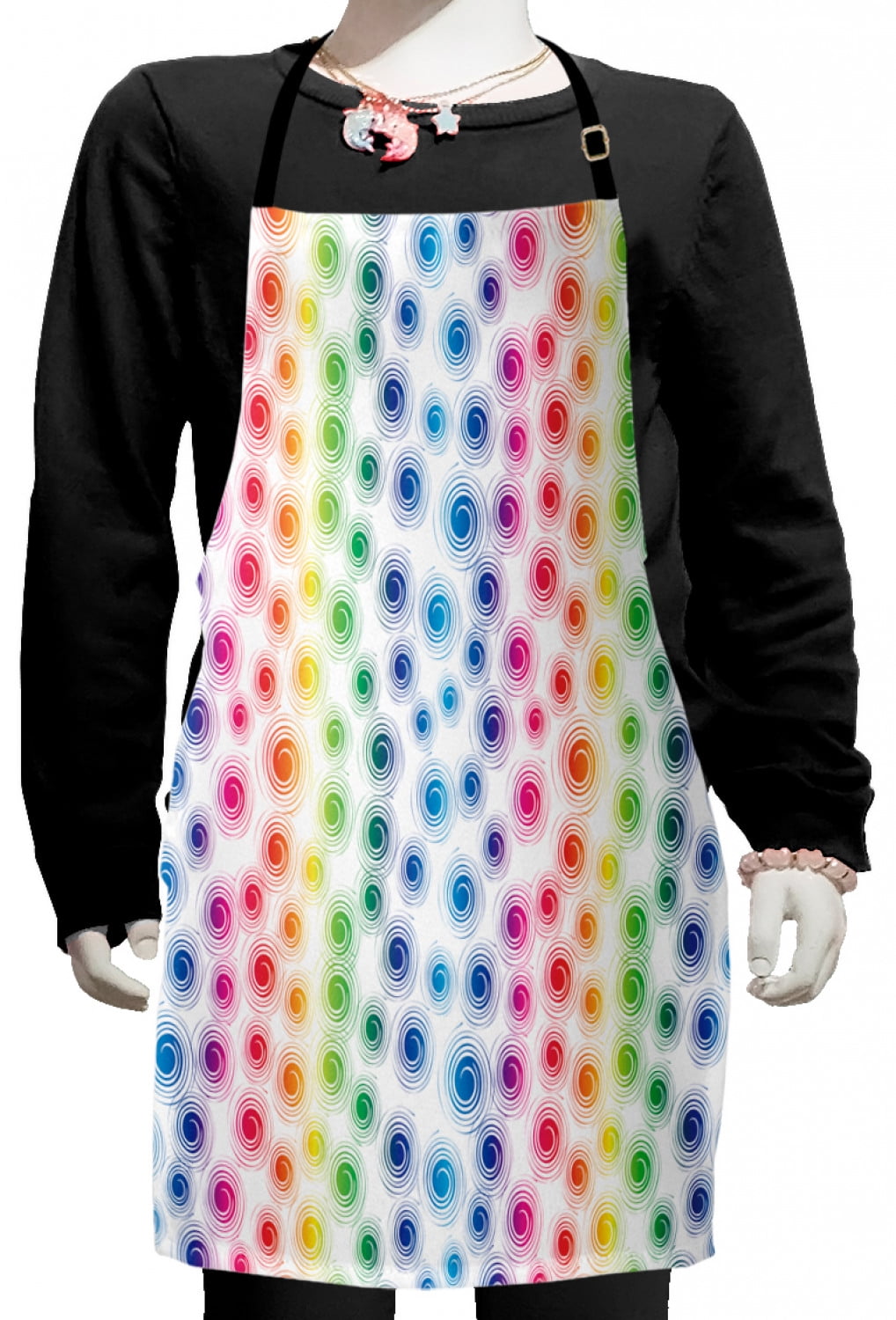 Colorful Kids Apron, Funky Geometrical Retro Style Spirals Circles ...