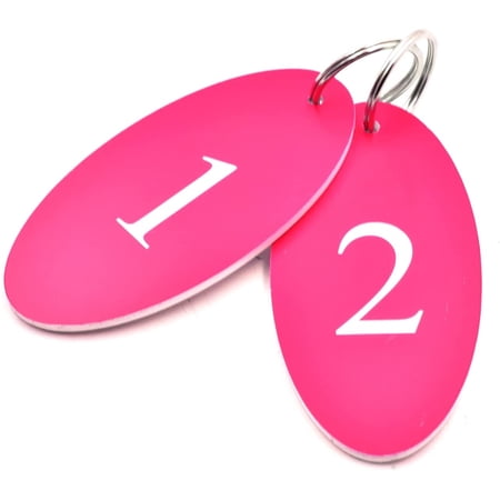 Oval, Red , Key Fobs, Key Tags, Key Rings, Numbered 1 to 5 - with White ...