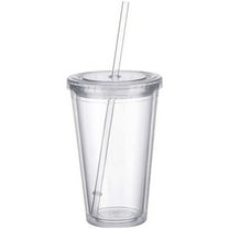 1 Pcs Clear Acrylic Tumblers with Lids and Straw,20 oz Double Wall ...