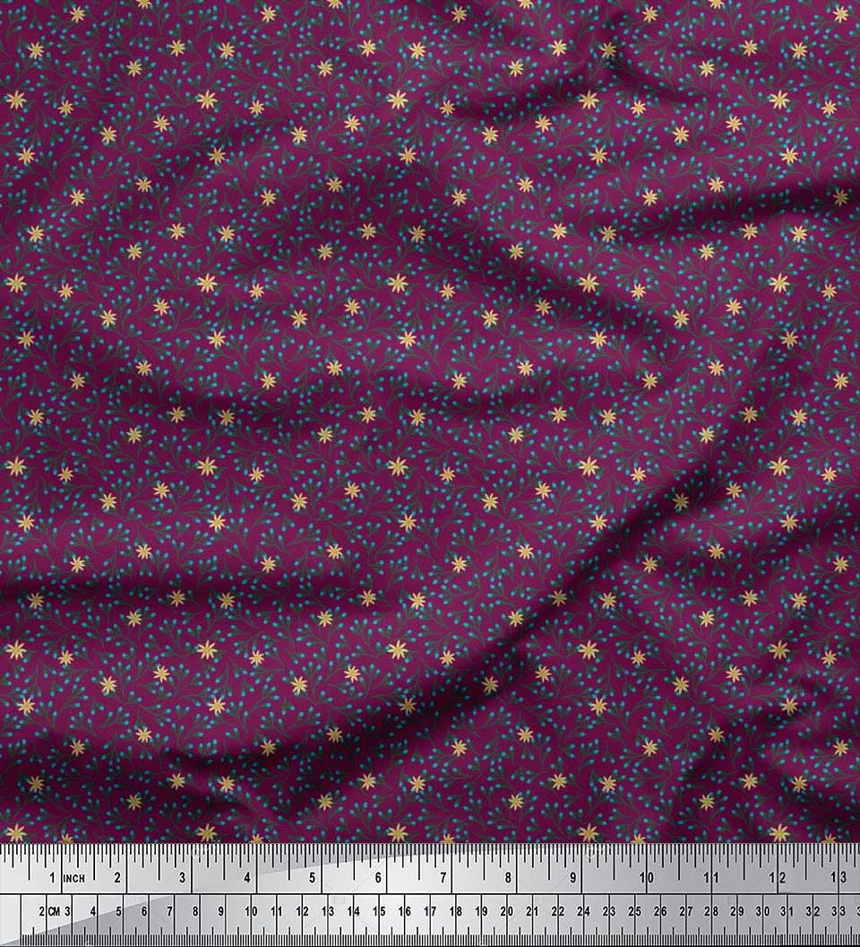 Soimoi Poly Georgette Fabric Flower Artistic Print Sewing Fabric Yard ...