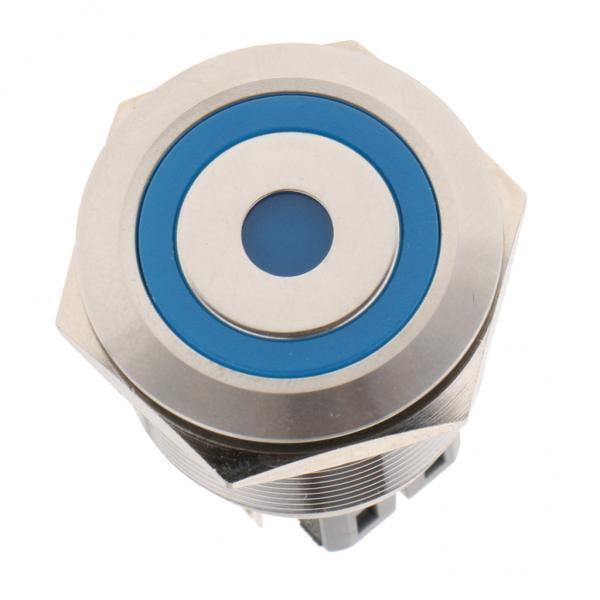 2X IP67 25mm 12V Waterproof Metal Light Blue LED PIN Terminal ~Flat ...