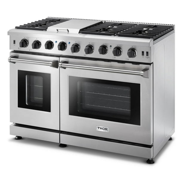 Thor Kitchen 48 Inch 6 Burner Gas Range Double Oven, Stainless Steel ...