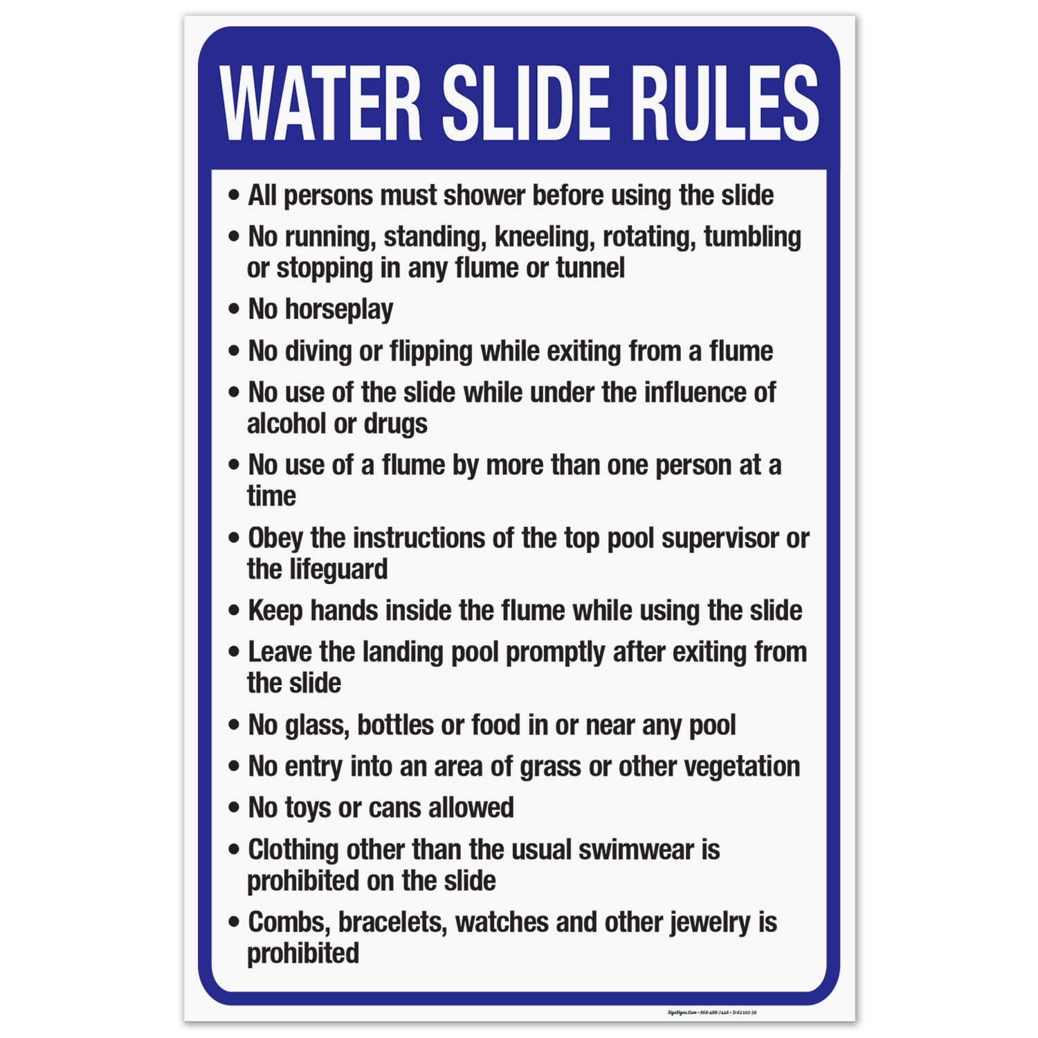 Nevada Water Slide Rules Sign, Complies With State Of Nevada Pool ...