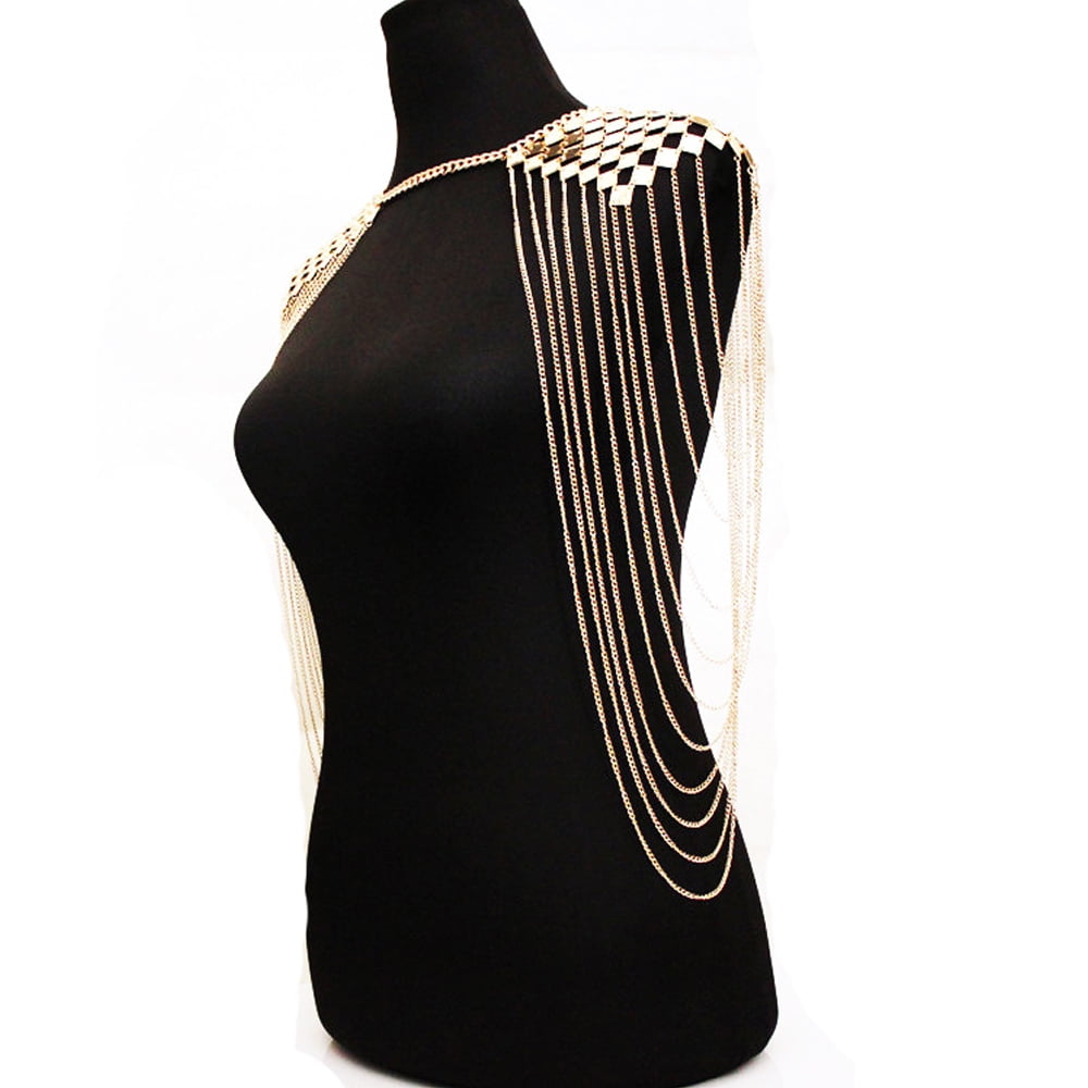 Body Chain for Women Bohemian Tassels Shoulder Chain Necklace Jewelry ...