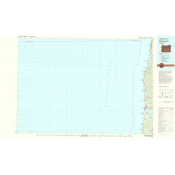 Topo Map - Newport Oregon Quad - USGS 1981 - 23.00 x 38.58 - Matte Art ...