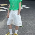 Boys Summer Shorts Knee Length Drawstring Elastic Waist Pants Wide Leg ...