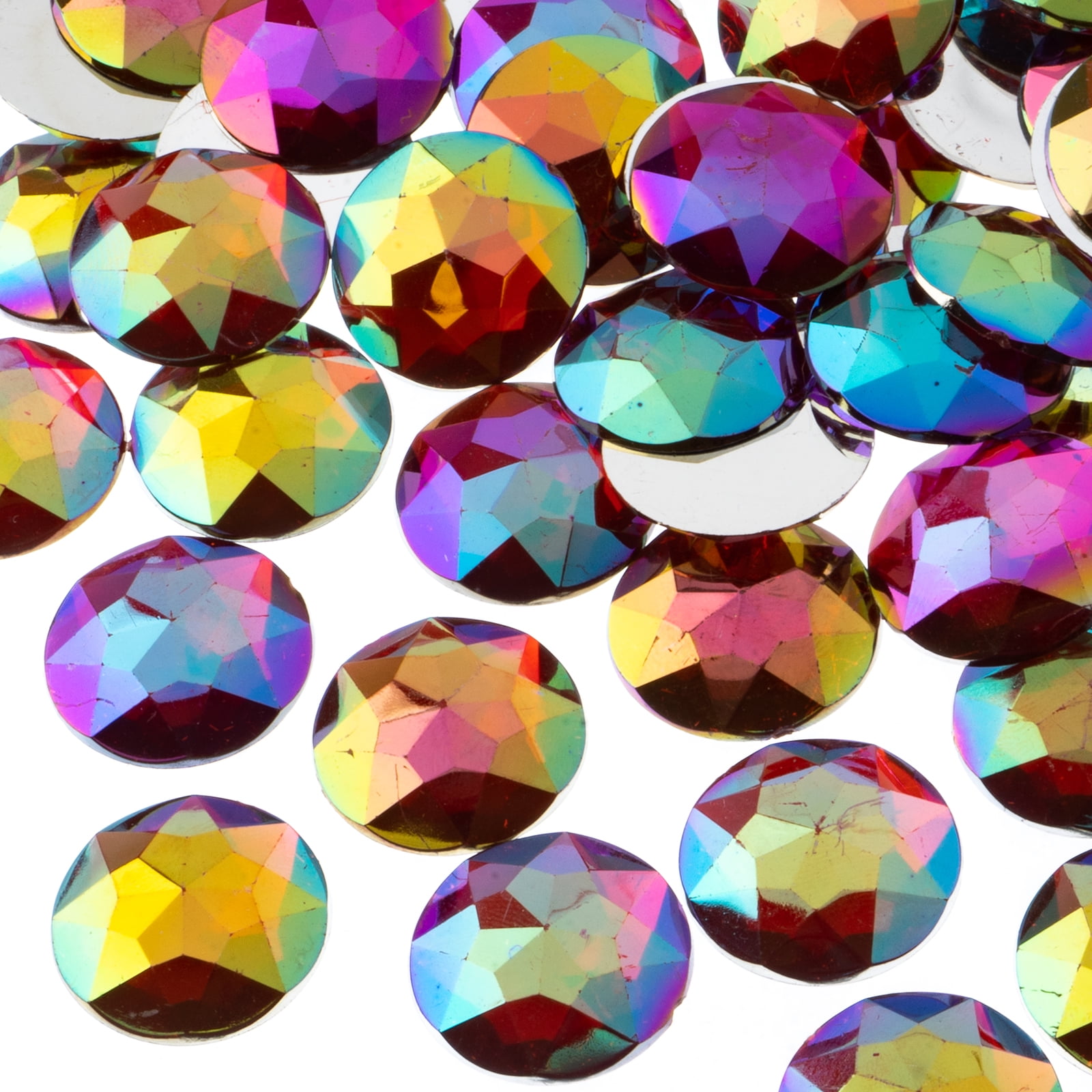 John Bead 200-Piece 20mm | Red AB Acrylic Round Flat Back Rhinestones ...