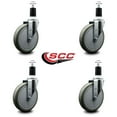 6 Inch Gray Poly Wheel Swivel 1-1/2 Inch Expanding Stem Caster Set SCC ...