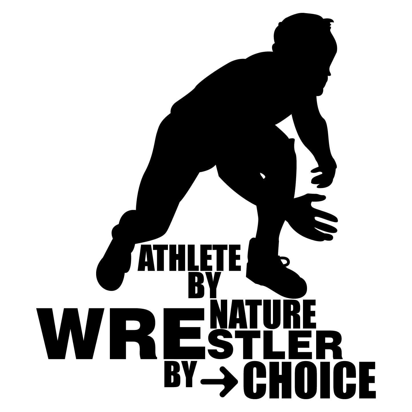 Athlete By Nature Wrestler By Choice Black and White Artwork Design for ...