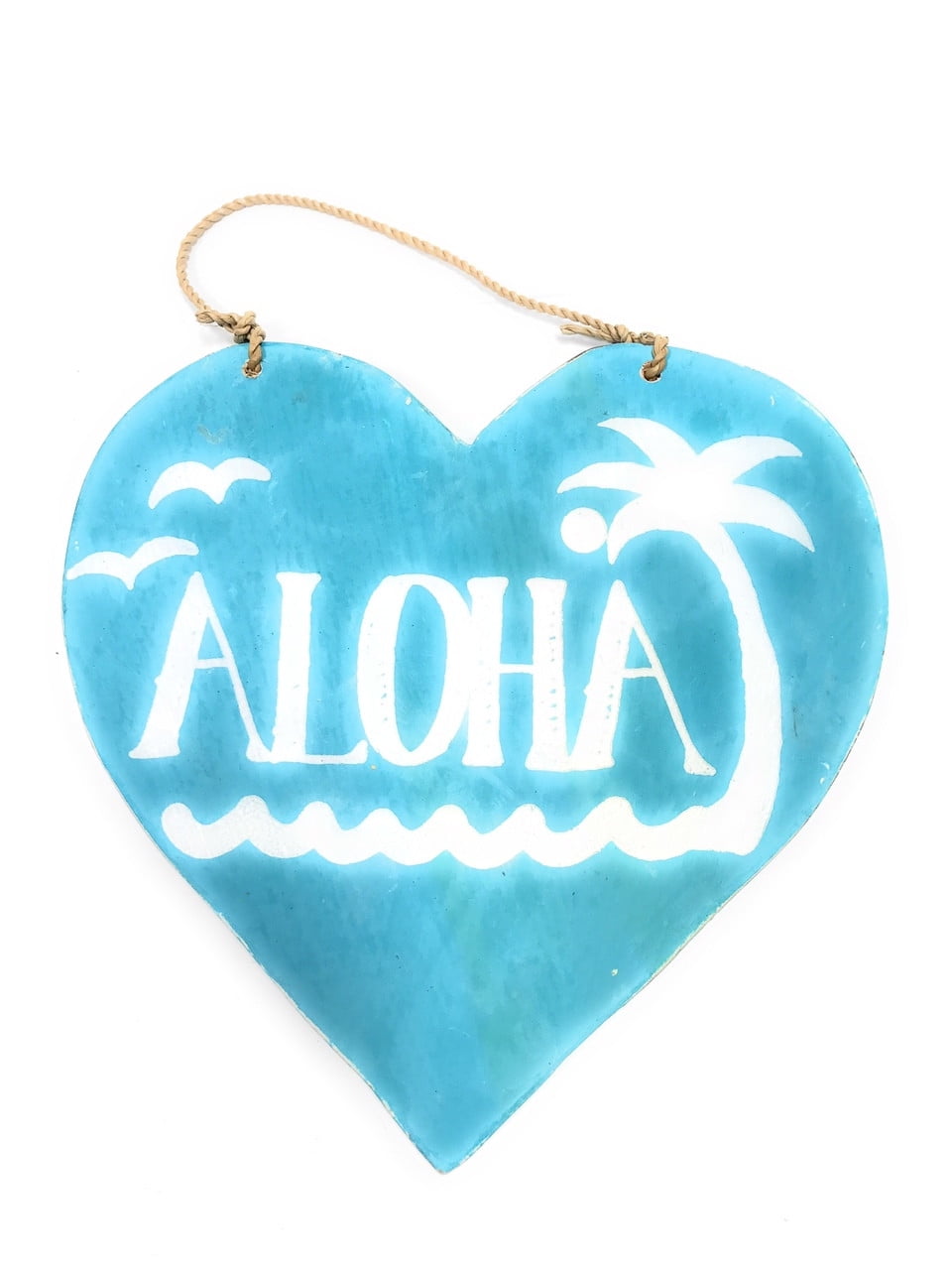Wooden "Aloha" Heart Sign 5" - Blue | #snd25116b - Walmart.com