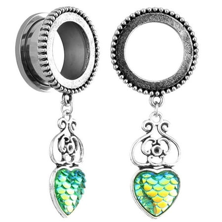 Ear Tunnels Ear Stretchers Heart Shape Dangle Ear Jewelry - 16mm ...