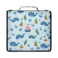Blue Whale Sailor Pattern 3 Ring Binder Bag Zipper Binder Organizer ...