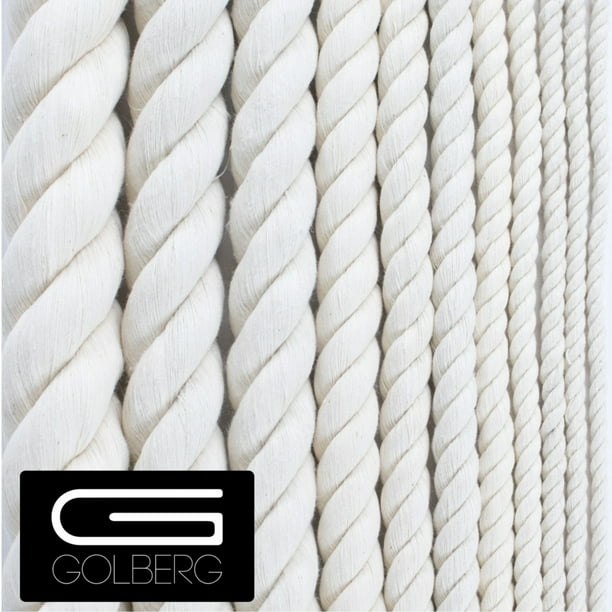 Golberg White Natural Cotton Rope - 1/2 Inch Diameter Twisted 100% Pure ...