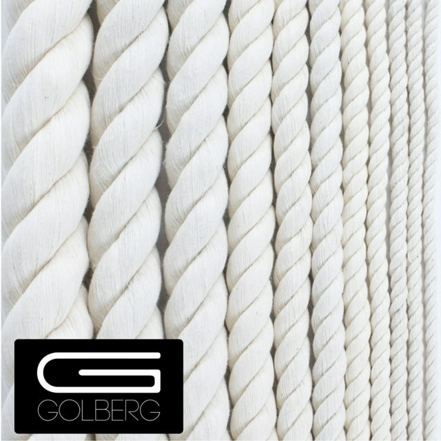 Golberg White Natural Cotton Rope - 1/2 Inch Diameter Twisted 100% Pure ...