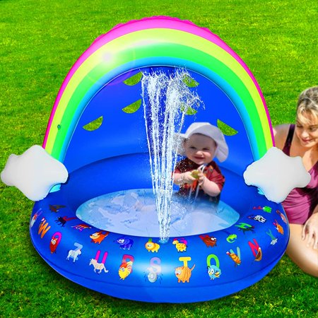Baby Pool Toys with Canopy, 40" Inflatable Kiddie Pool Floats for ...