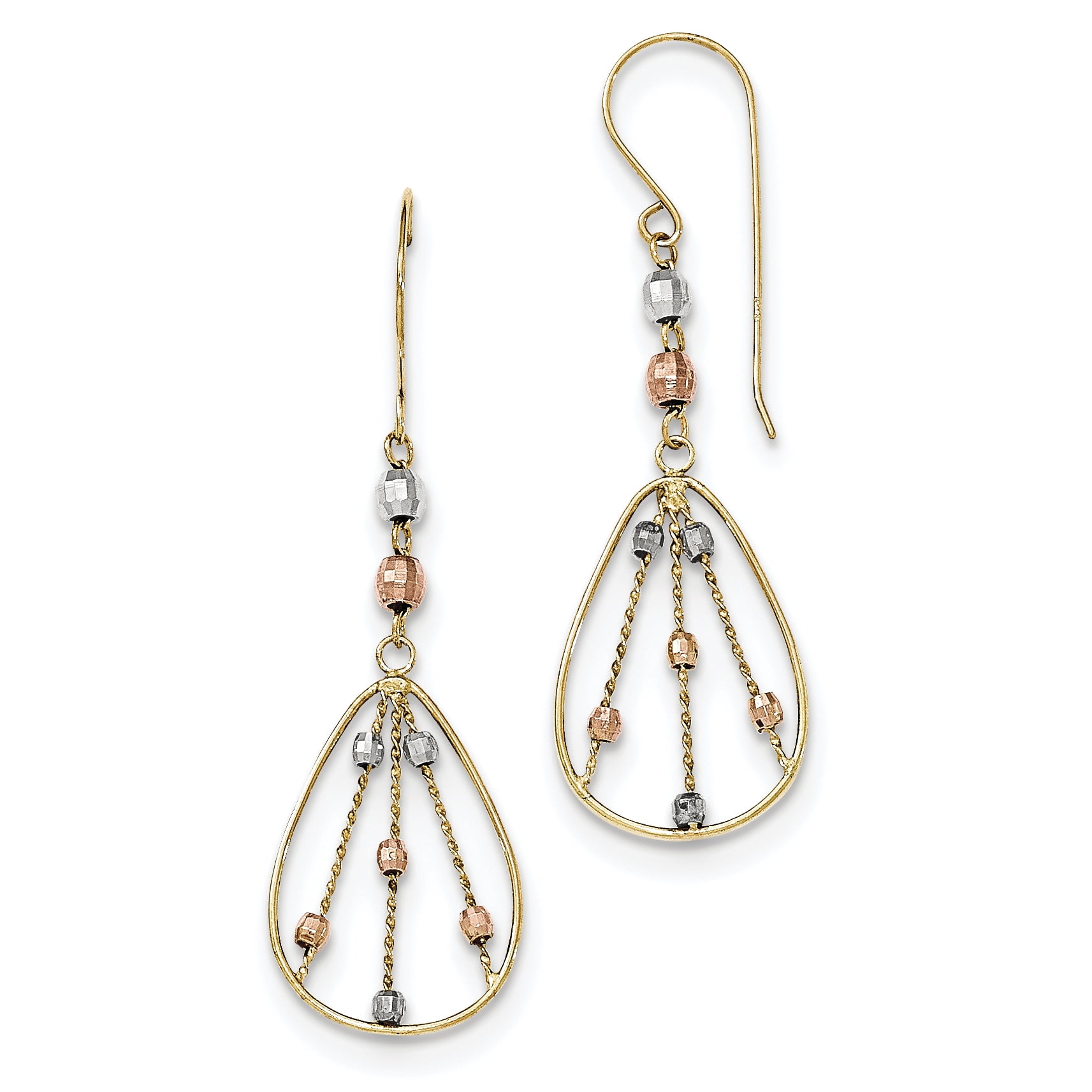 Primal Gold 14 Karat Tri Color Wire Dangle Shepherd Hook Earrings ...