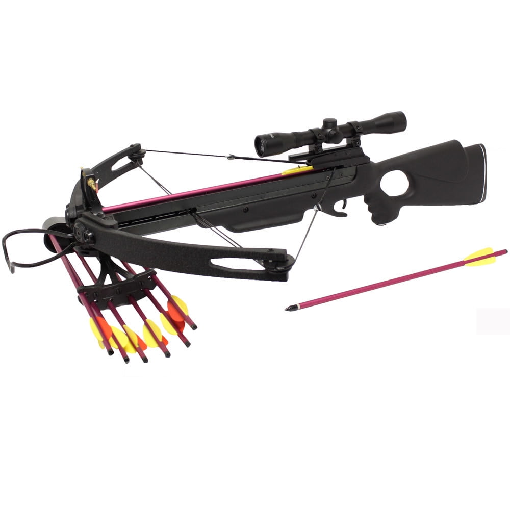 Spider 150 lb Compound Crossbow 4x32 Scope Arrows + Quiver + Rope ...
