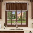Coffee Brown Abstract Art 2 Panels Kitchen Valance, Greek Key Geometric ...