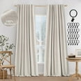 100% Blackout Curtains 90 inches Long, Linen Curtains & Drapes for ...
