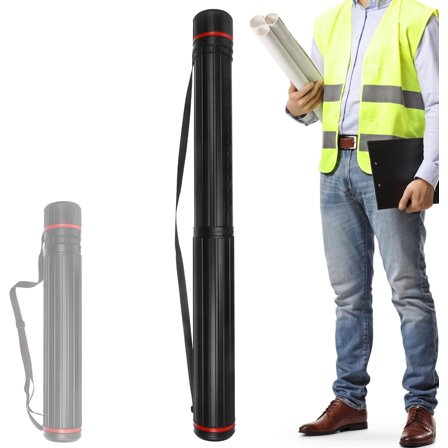 DEWEL Telescoping Drawing Poster Tube, Waterproof Plastic, Light, Black ...