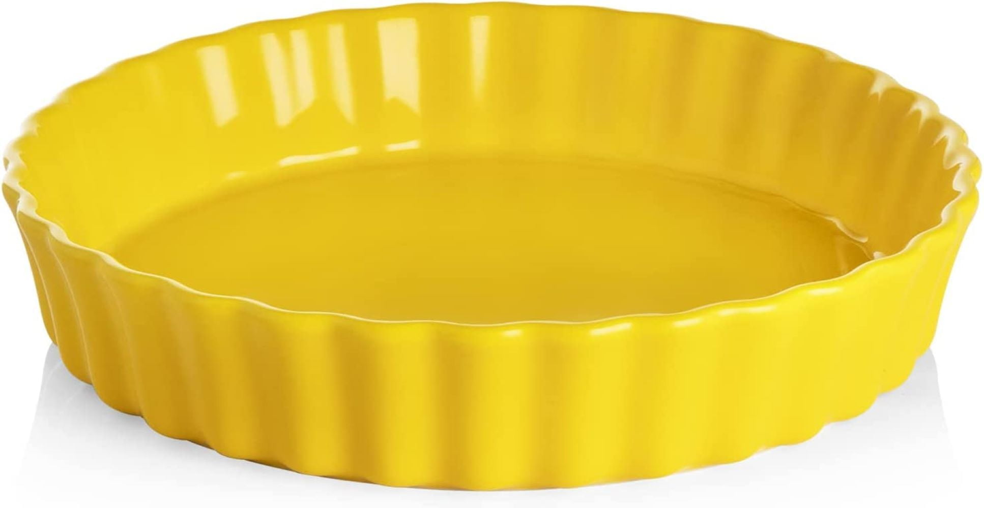 SWEEJAR Ceramic Pie Pan for Baking, 9.5 Inches Round Wavelet Fringe Pie ...