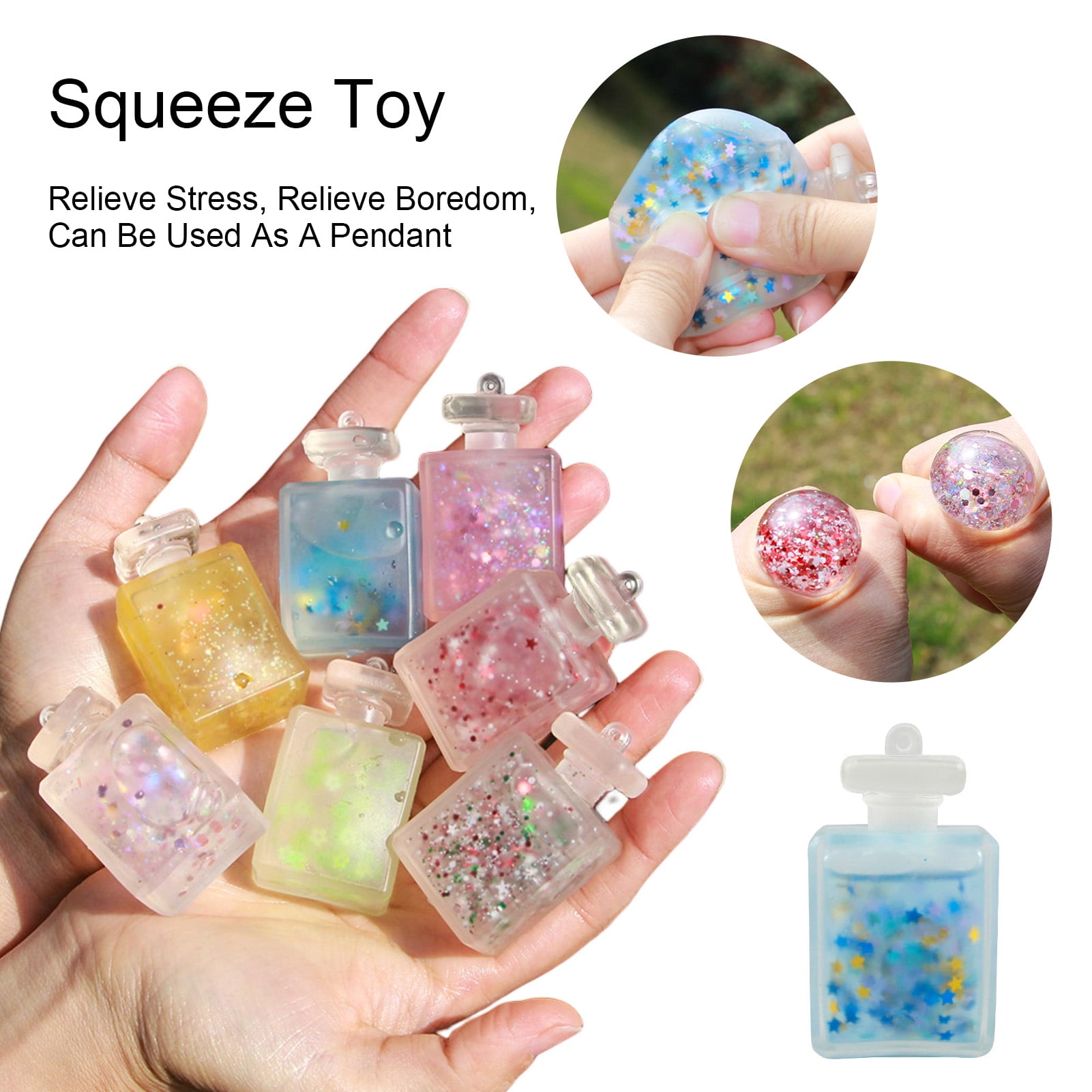 Squeeze Fidget Toy Soft TPR Colored Sequins Perfume Bottle - Pinch Toys ...
