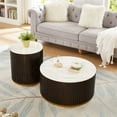 Gexpusm Living Room Set of 2 Round Coffee Tables, Marble Finish, Wood ...