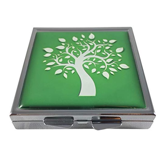 Tree of Life Square Silver Four Section/Compartment Pocket/Purse/Travel ...