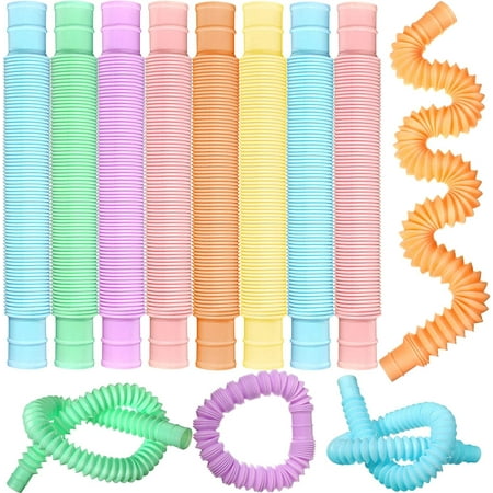 Lepai 20 Pieces Sensory Tubes Toys Stretch Pull Tube Soft Fidget Finger ...