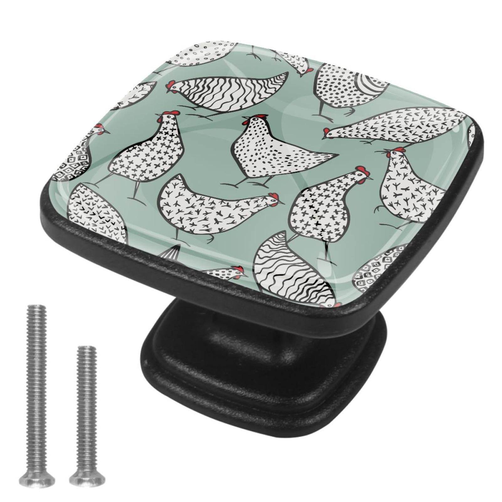 4 Pcs Cabinet Handle Drawer Pulls Chicken Roster Knobs with Screws ...